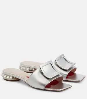 ROGER VIVIER Mule 25 Embellished Sandals - Silver