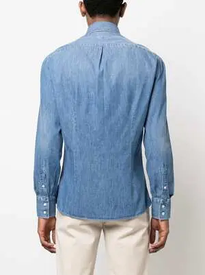 Brunello Cucinelli Spread-collar Denim Shirt - Blue