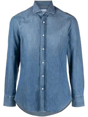 Brunello Cucinelli Spread-collar Denim Shirt - Blue