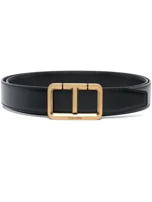 TOM FORD Buckle Leather Belt - Black