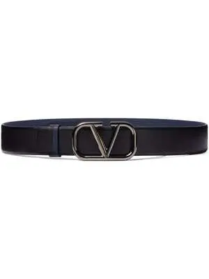 Valentino Garavani Vlogo Signature Reversible Leather Belt - Black
