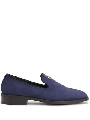 GIUSEPPE ZANOTTI Imrham Logo-plaque Suede Loafers - Blue