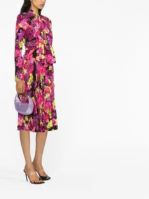 Versace Vestido Midi Con Estampado Floral - Black