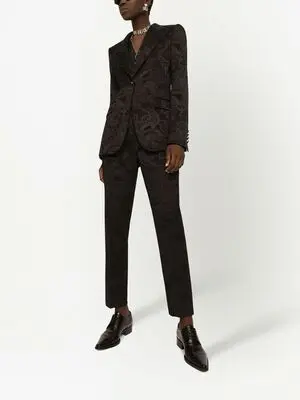 Dolce & Gabbana Floral Appliqué Tapered Trousers - Black