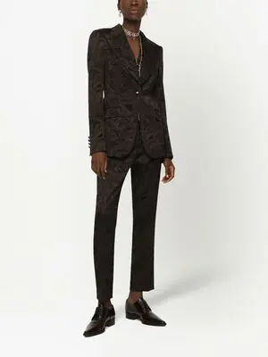 Dolce & Gabbana Floral Appliqué Tapered Trousers - Black