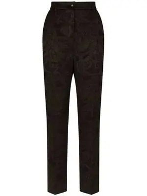 Dolce & Gabbana Floral Appliqué Tapered Trousers - Black