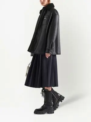 Prada Shearling Collar Button-up Jacket