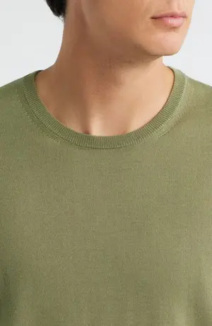 BOSS Leno Virgin Wool Crewneck Sweater - Medium Green