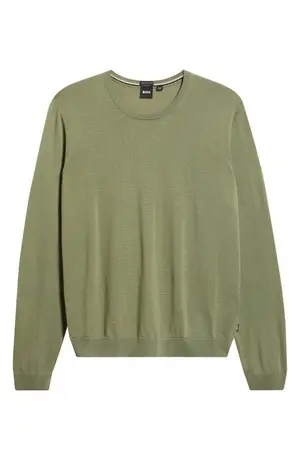 BOSS Leno Virgin Wool Crewneck Sweater - Medium Green