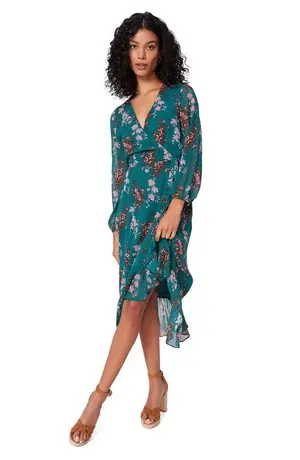 Paige Palazzo Print Long Sleeve Silk Wrap Dress