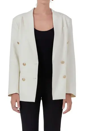 Endless Rose Double Breasted Blazer - Ecru