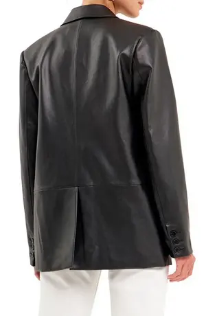 Endless Rose Faux Leather Blazer - Black