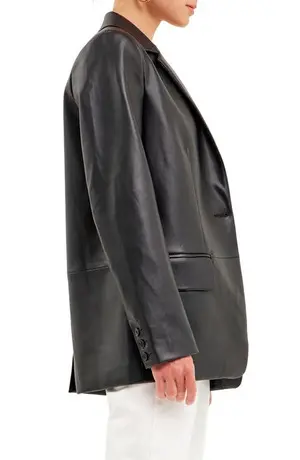 Endless Rose Faux Leather Blazer - Black