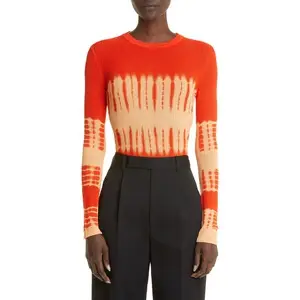 Proenza Schouler Tie Dye Crewneck Rib Sweater - Orange Multi