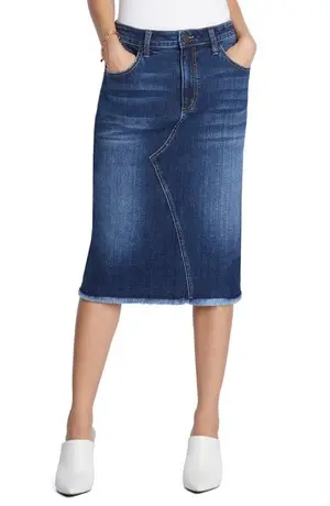 WASH LAB DENIM Reveal Denim Midi Skirt - Valley Blue