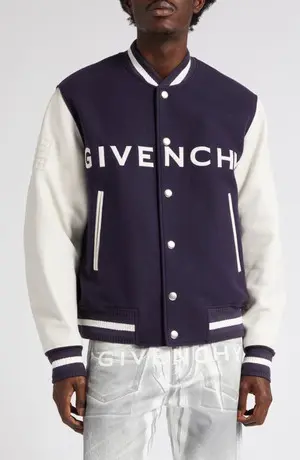 Givenchy Givenchy Embroidered Logo Varsity Jacket Navy/white
