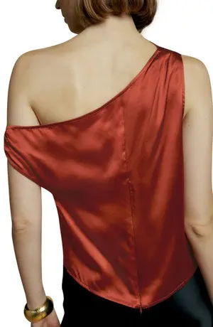 REFORMATION Annika One-shoulder Silk Charmeuse Top