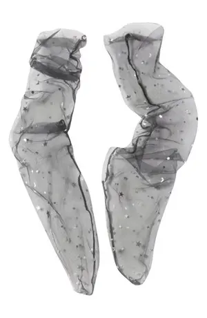 HIGH HEEL JUNGLE Starry Sky Tulle Crew Socks - Black