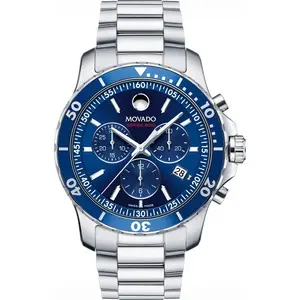 Movado Movado Series 800 Chronograph Bracelet Watch Silver/ Blue/ Silver