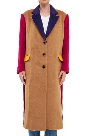 English Factory Colorblock Oversized Coat