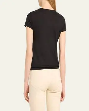 Majestic Filatures Stretch Linen Crewneck T-shirt - Noir