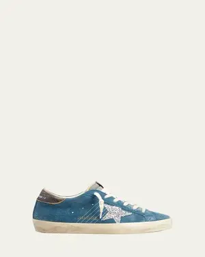 GOLDEN GOOSE Superstar Suede Glitter Low-top Sneakers - Blue/grey/silver/black