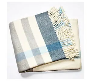 HOMEROOTS Plush Multi Blue Plaid Throw Blanket With Tassels - One-color