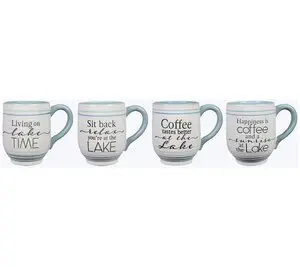 YOUNG'S INC. Young's Inc Set Of 20-oz Ceramic Lake Cabin Mugs - One-color