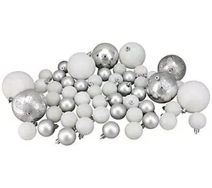 NORTHLIGHT 125ct White/silver Shatterproof 4-finish Ornaments