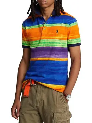 Ralph Lauren Men's Spa Striped Terry Polo Shirt - Electric Stripe  - Electric Stripe