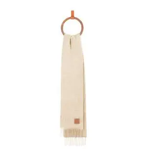 Loewe Wool-mohair Logo Scarf - White