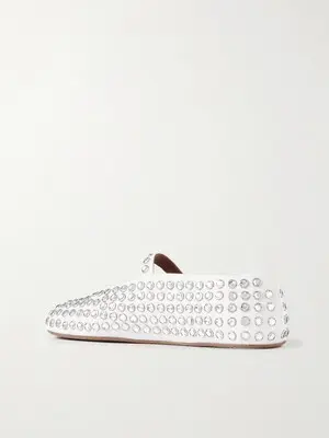 Alaïa Crystal-embellished Leather Ballet Flats