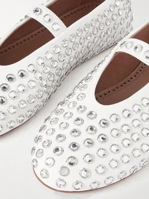 Alaïa Crystal-embellished Leather Ballet Flats