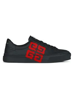 Givenchy Men's City Sport Leather Sneakers - Black Dark Orange  Black Dark Orange