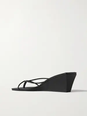 ST. AGNI Leather Wedge Sandals