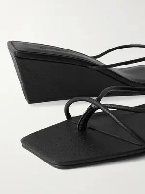 ST. AGNI Leather Wedge Sandals