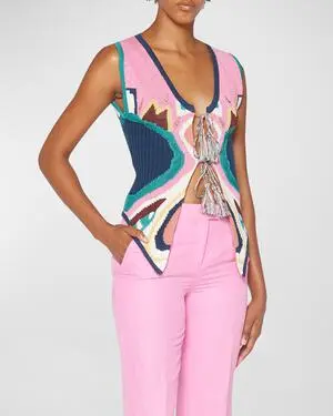 Etro Boho Butterfly Intarsia Knit Vest - Multi