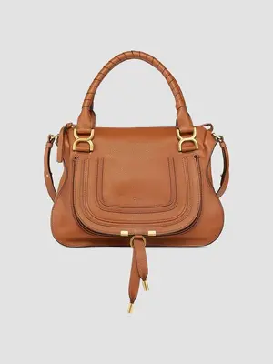 Chloé Medium Marcie Leather Satchel - Tan