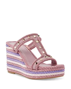 Valentino Garavani Valentino Garavani Women's Rockstud Espadrille Platform Slides Blue/pink