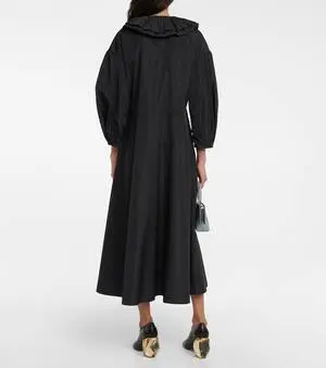 JIL SANDER Ruffle-trimmed Midi Dress - Black