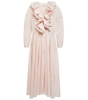 JIL SANDER Ruffle-trimmed Midi Dress - Pink