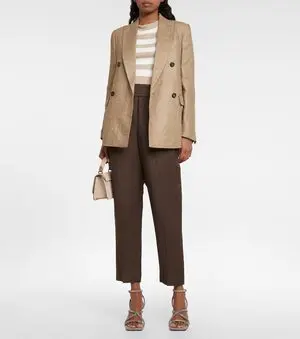 Brunello Cucinelli Double-breasted Linen Blazer