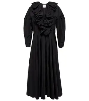 JIL SANDER Ruffle-trimmed Midi Dress - Black