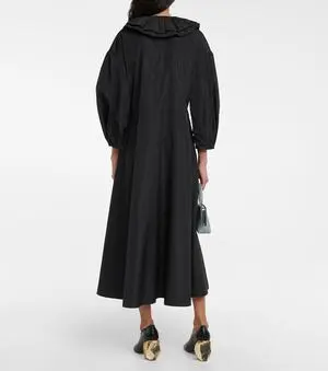 JIL SANDER Ruffle-trimmed Midi Dress - Black