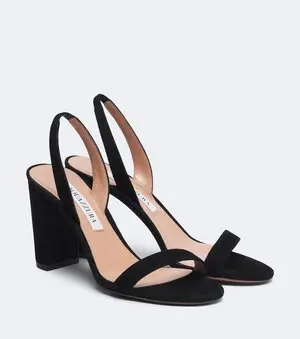 AQUAZZURA Nude Suede Sandals - Black