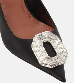 Amina Muaddi Camelia Satin Pumps - Black