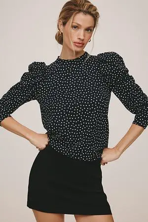 NATION LOS ANGELES Puff-sleeve Top - Cabana Polka Dot