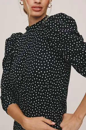 NATION LOS ANGELES Puff-sleeve Top - Cabana Polka Dot