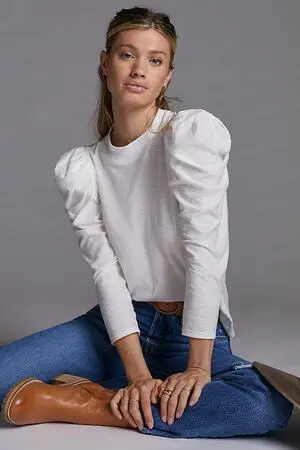 NATION LOS ANGELES Zeta Puff-sleeve Top - White