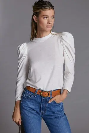 NATION LOS ANGELES Zeta Puff-sleeve Top - White